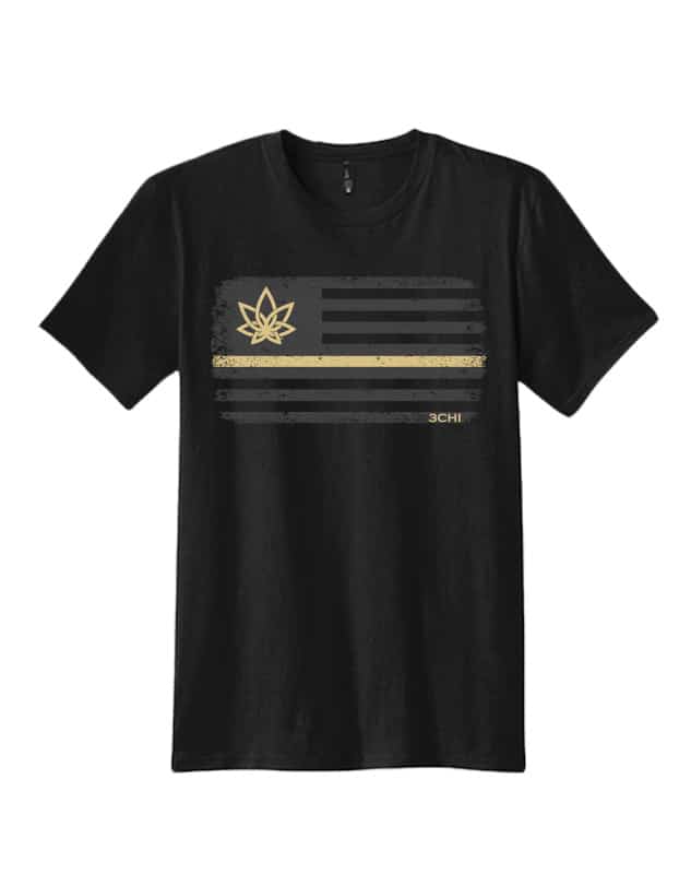 3CHI T-Shirt | Canna-Fan Horizontal Distressed Black Flag T-Shirt