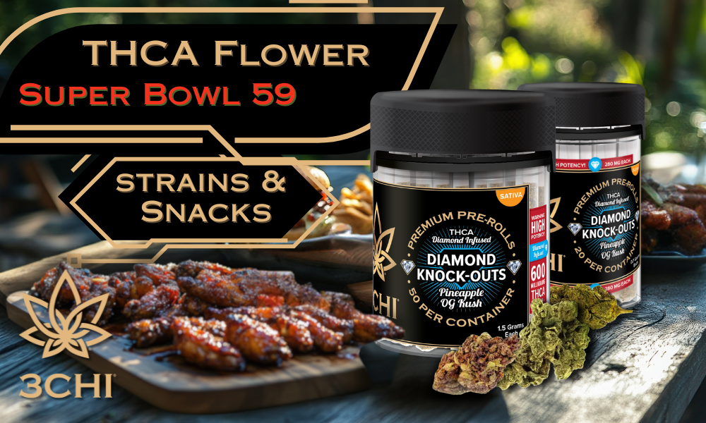 THCA Flower Strains to Pair With Your Favorite Super Bowl Snacks - 3CHI